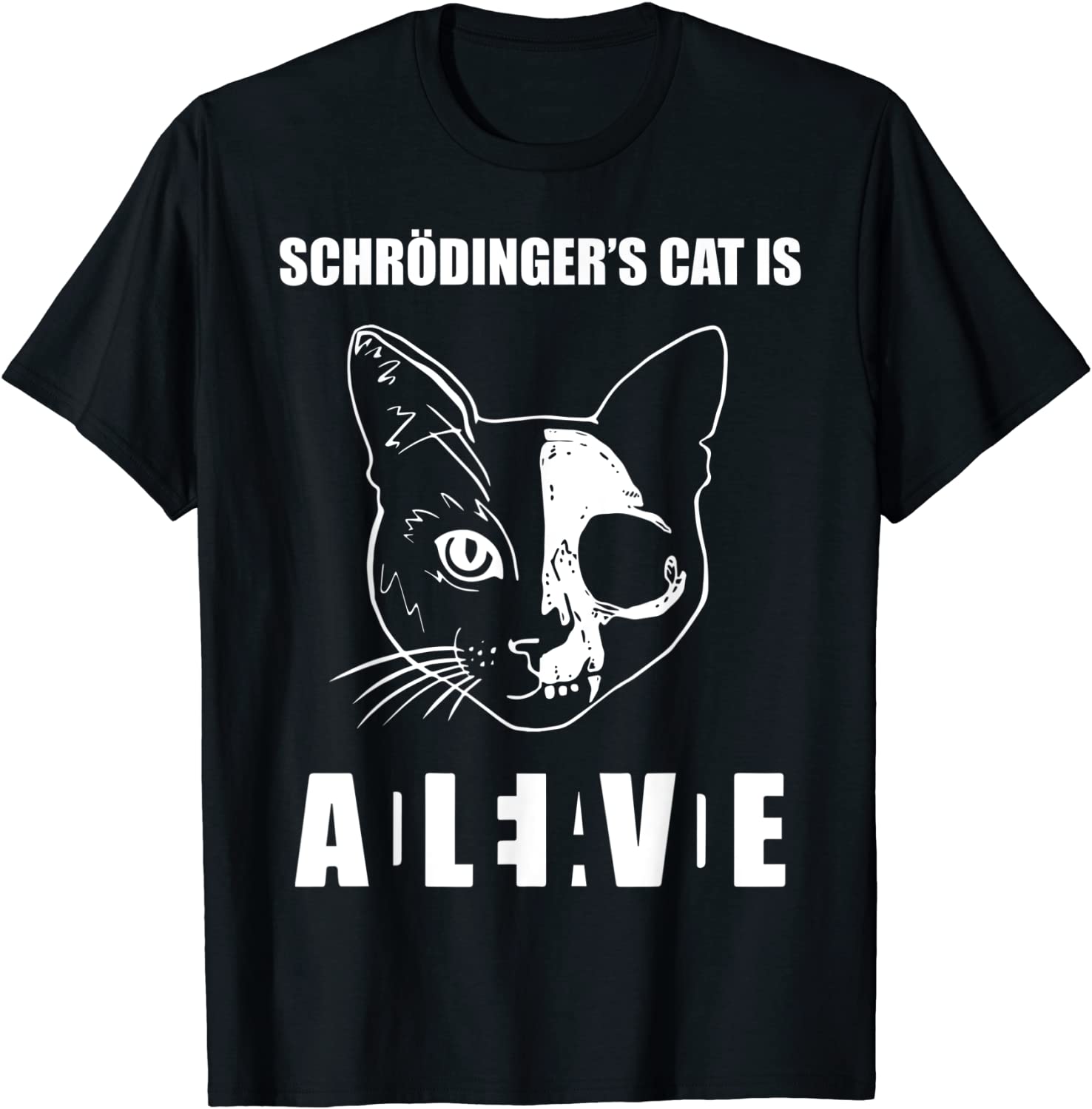 T-Shirt Camiseta Manga Curta Desenhos De Animais Schrödinger Ciência ...