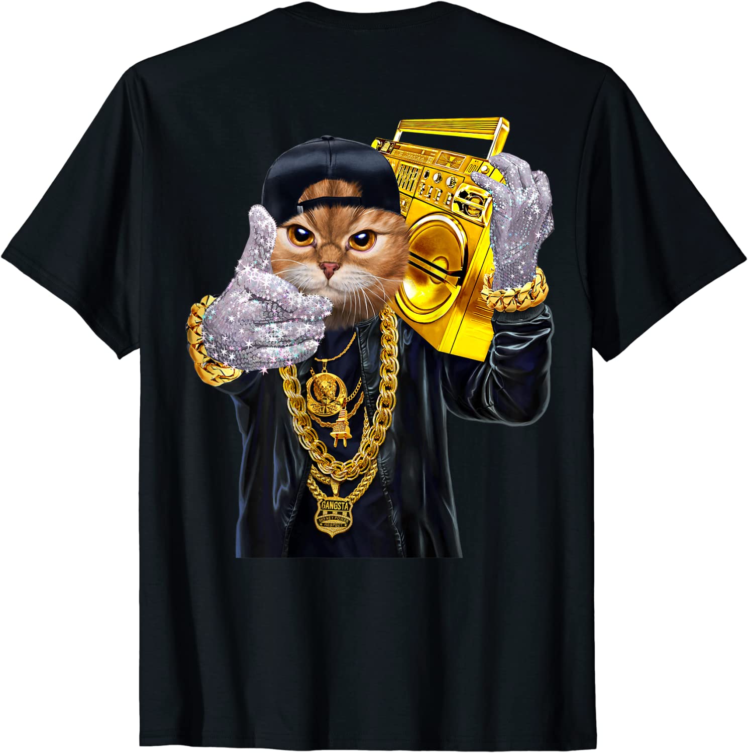 T-shirt Masculina Feminina Gato Rapper Com Boné De Hip Hop E Boombox De ...