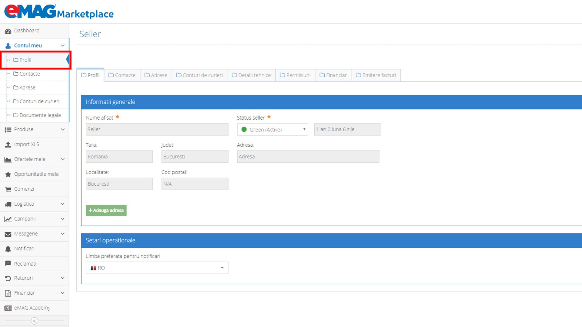 My account – Profile - eMAG Marketplace