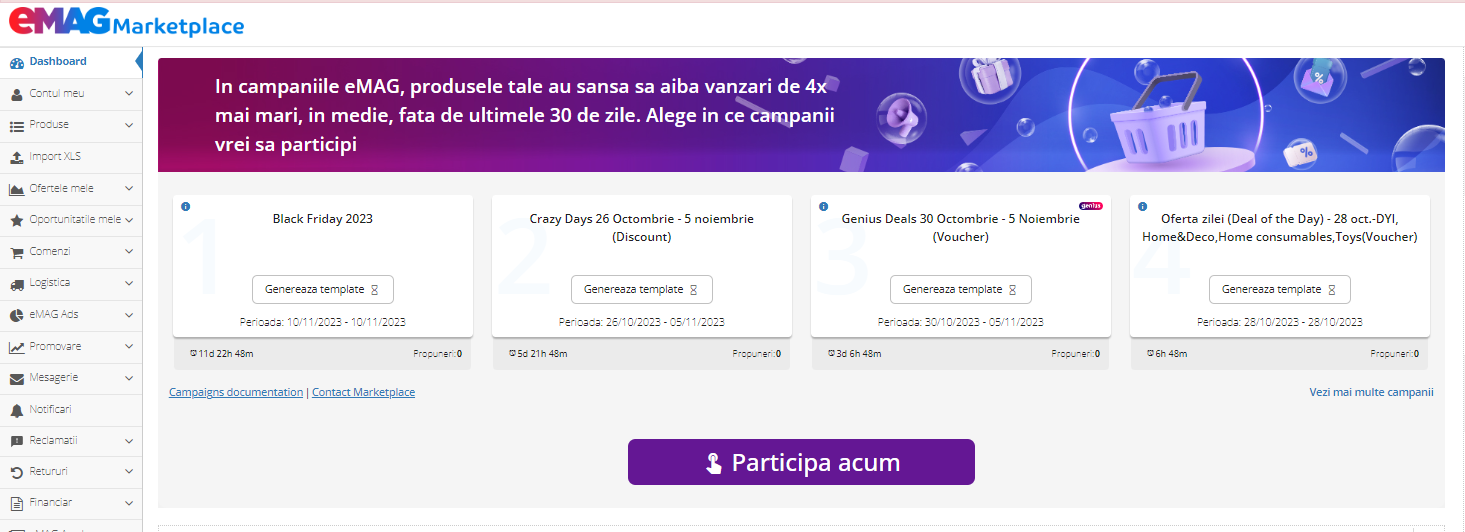 Cum incarci produsele participante in campaniile eMAG - eMAG Marketplace