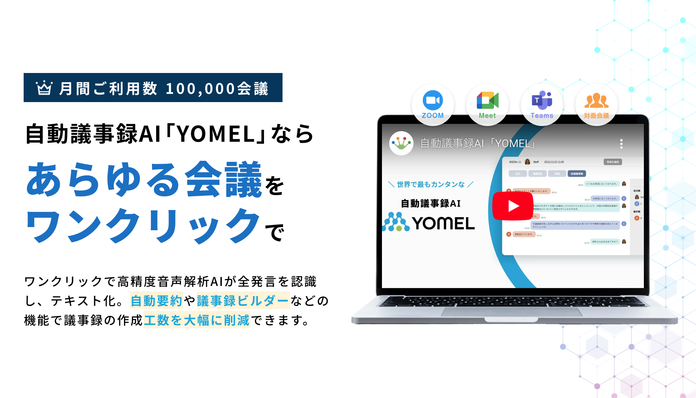 YOMEL｜最も簡単な議事録AI！自動要約まで