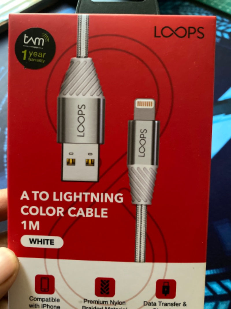 Jual LOOPS A to Lightning Color Cable 1M GRATIS ONGKIR | Eraspace