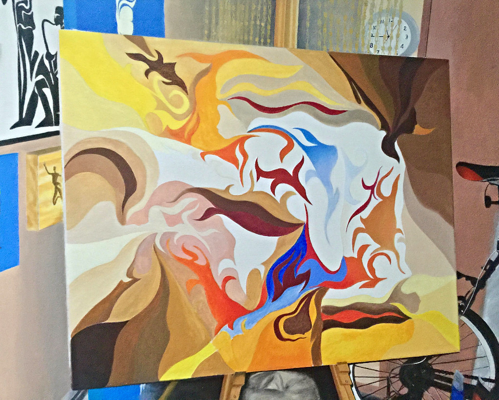 Original contemporary paintings with bold, expressive colors.