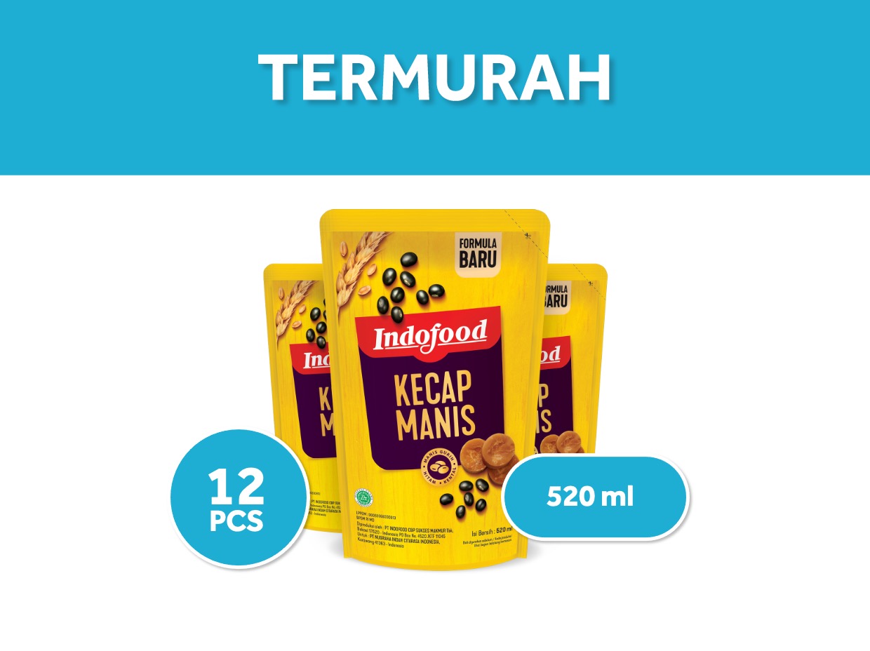 Jual Indofood Kecap Manis Refill 520 ml – 12 Pcs/Carton di Youtap ...