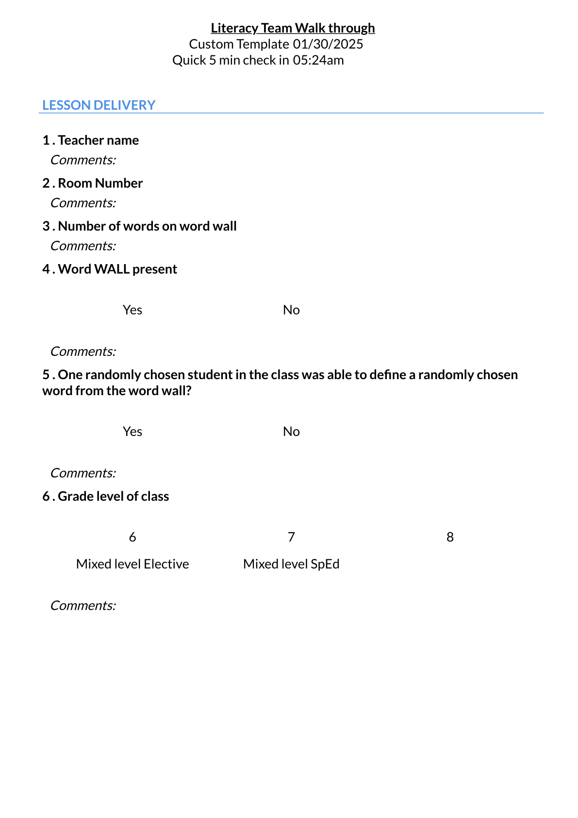 Template Library - Education Walkthrough