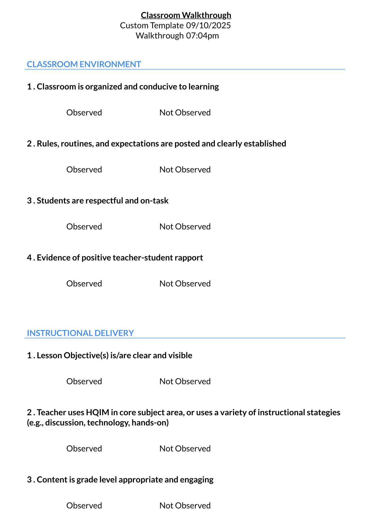 Template Library - Education Walkthrough