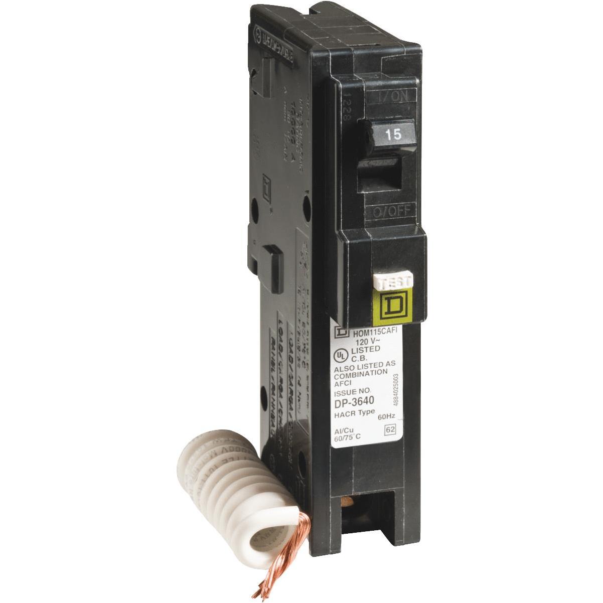 Square D Homeline 15A Single-Pole CAFCI Combination Arc Fault Breaker ... Square D Homeline 15A Single-Pole CAFCI Combination Arc Fault Breaker ...