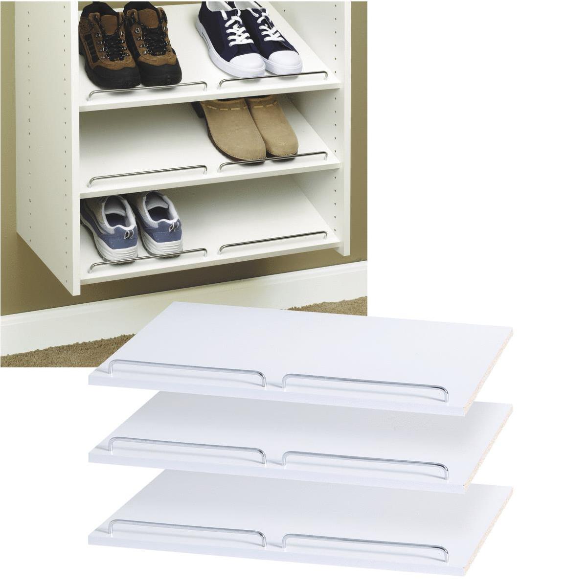 Easy Track 2 Ft. W. x 14 In. D. Laminated Shoe Shelf, White (3-Pack ...