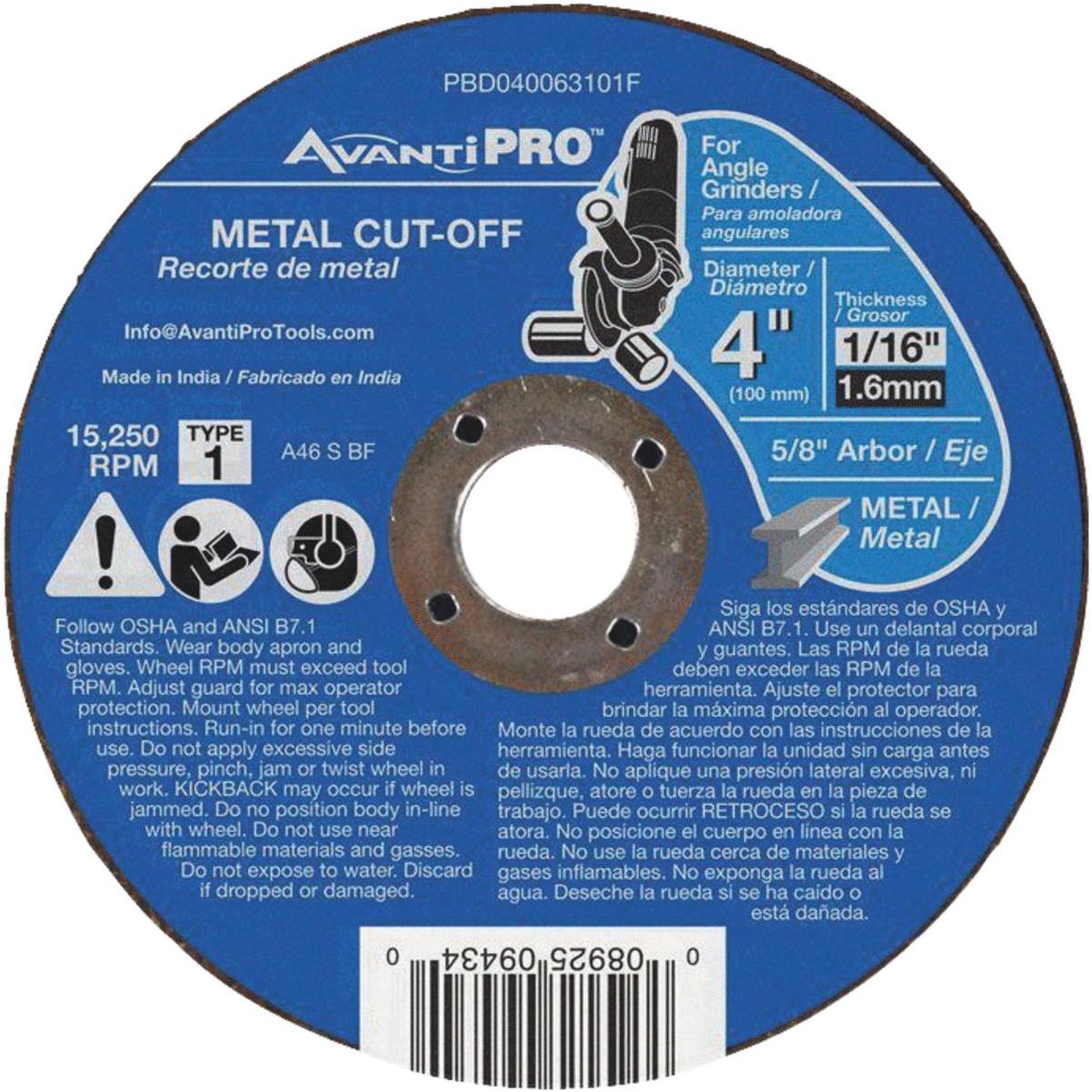 Avanti Pro Type 1 4 In. x 1/16 In. x 5/8 In. Metal Cut-Off Wheel ...
