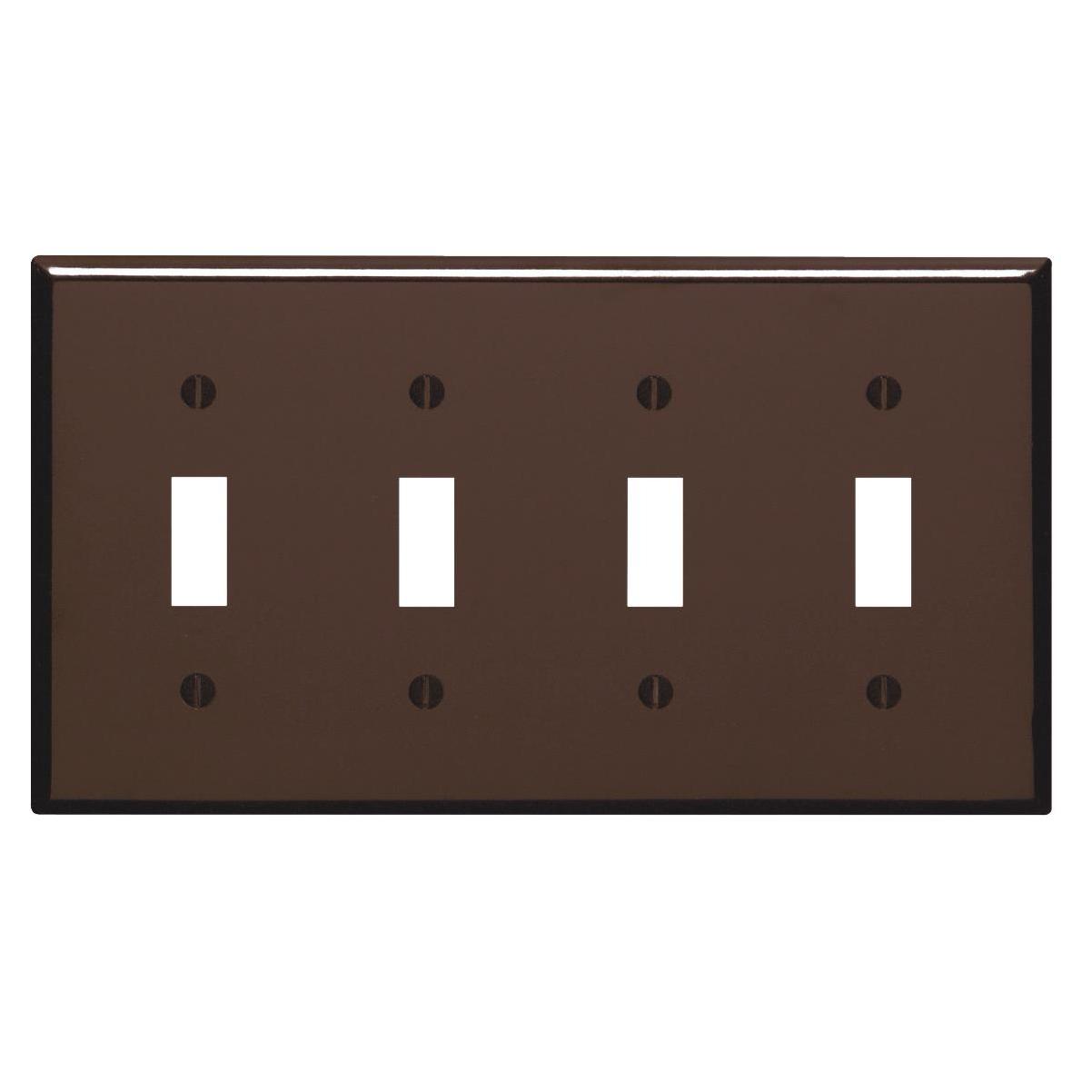 Leviton 4-Gang Plastic Toggle Switch Wall Plate, Brown | Elitsac, Inc.