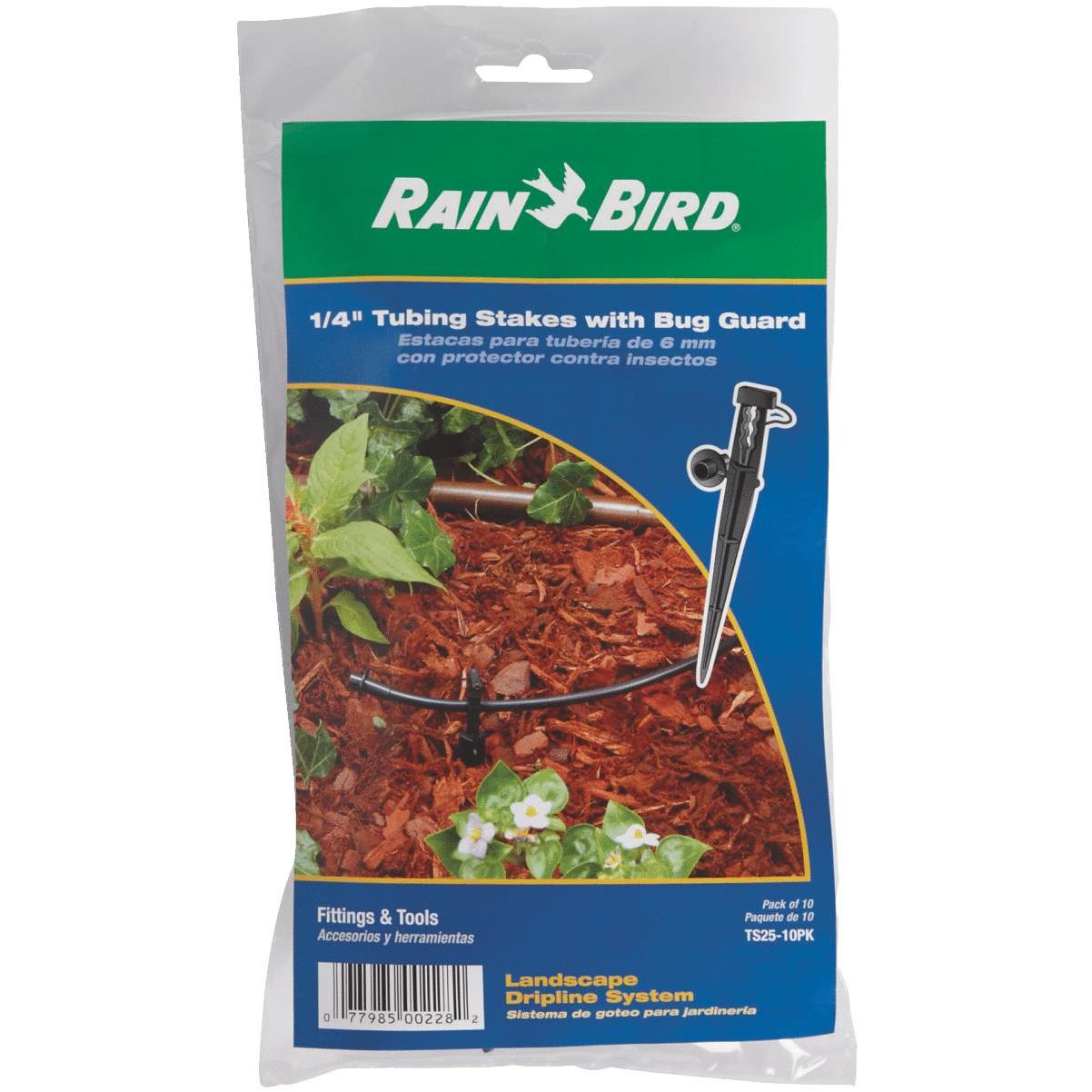 Rain Bird 1/4 In. Tubing Plastic Tubing Stake with Bug Guard (10-Pack ...