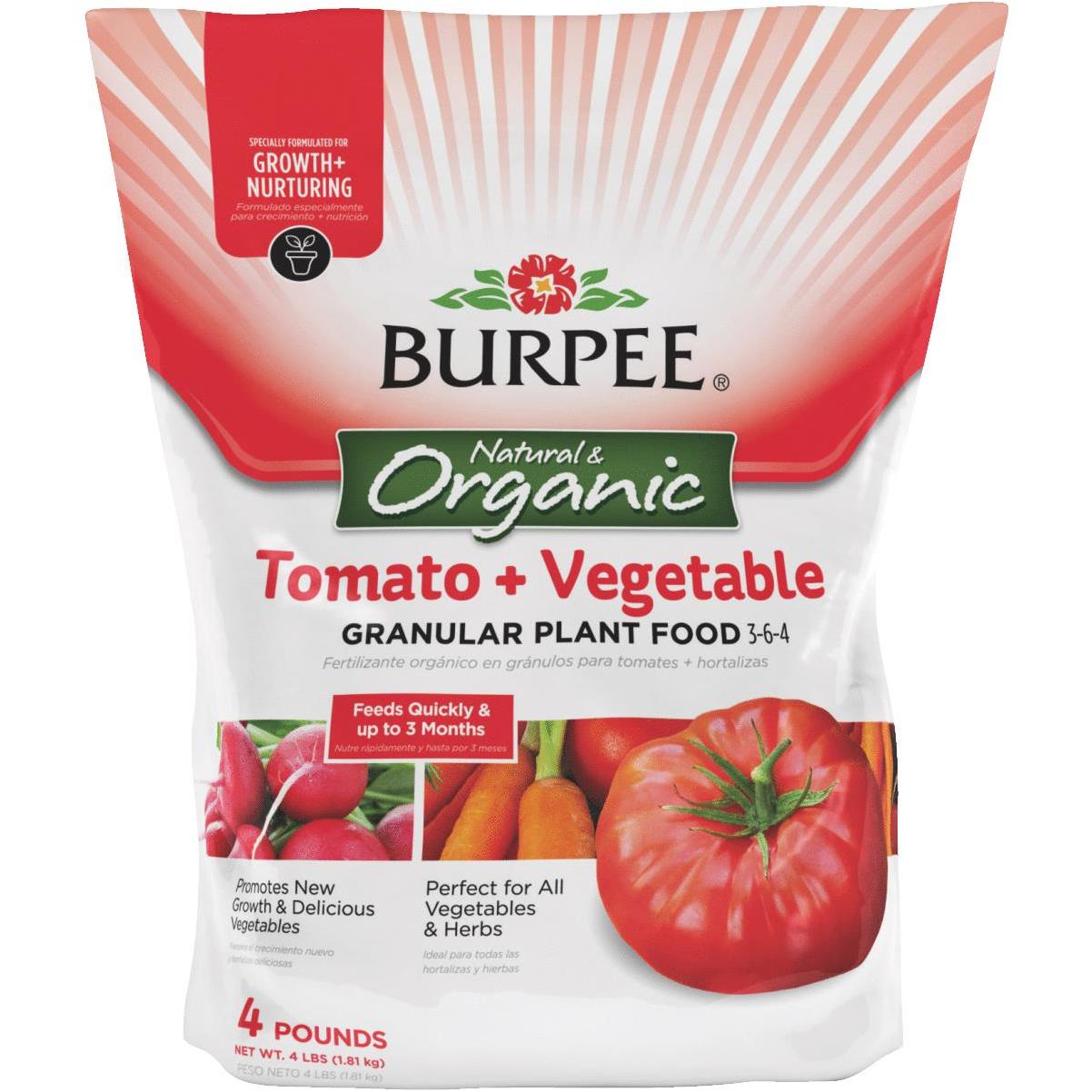 Burpee Natural & Organic 4 Lb. 3-6-4 Tomato + Vegetable Dry Plant Food ...