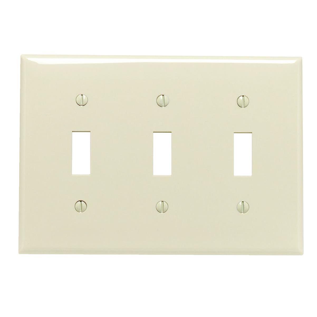 Leviton 3-Gang Thermoplastic Nylon Toggle Switch Wall Plate, Ivory ...