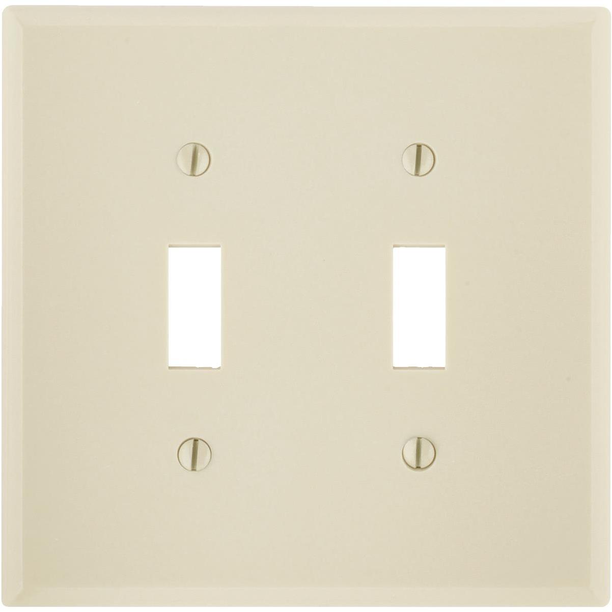 Leviton 2-Gang Plastic Oversized Toggle Switch Wall Plate, Ivory ...