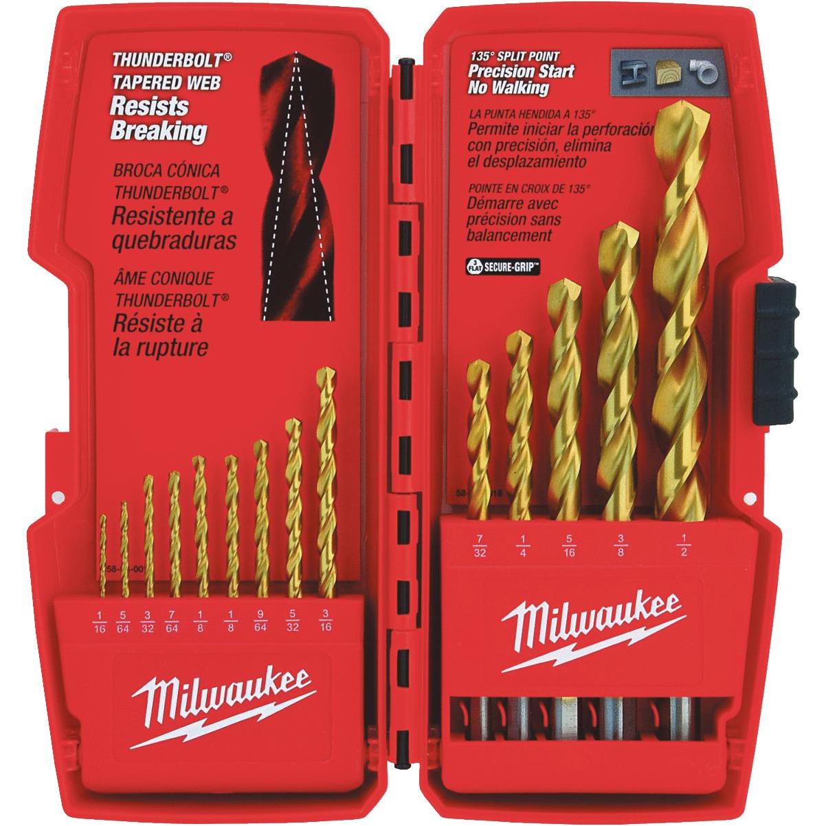Milwaukee THUNDERBOLT 14-Piece Titanium Drill Bit Set, 1/16 In. thru 1/ ...