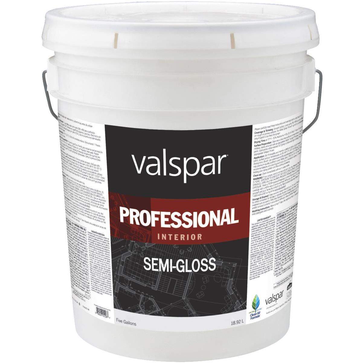 Valspar Professional Latex Semi-Gloss Interior Wall Paint, Light Base ...