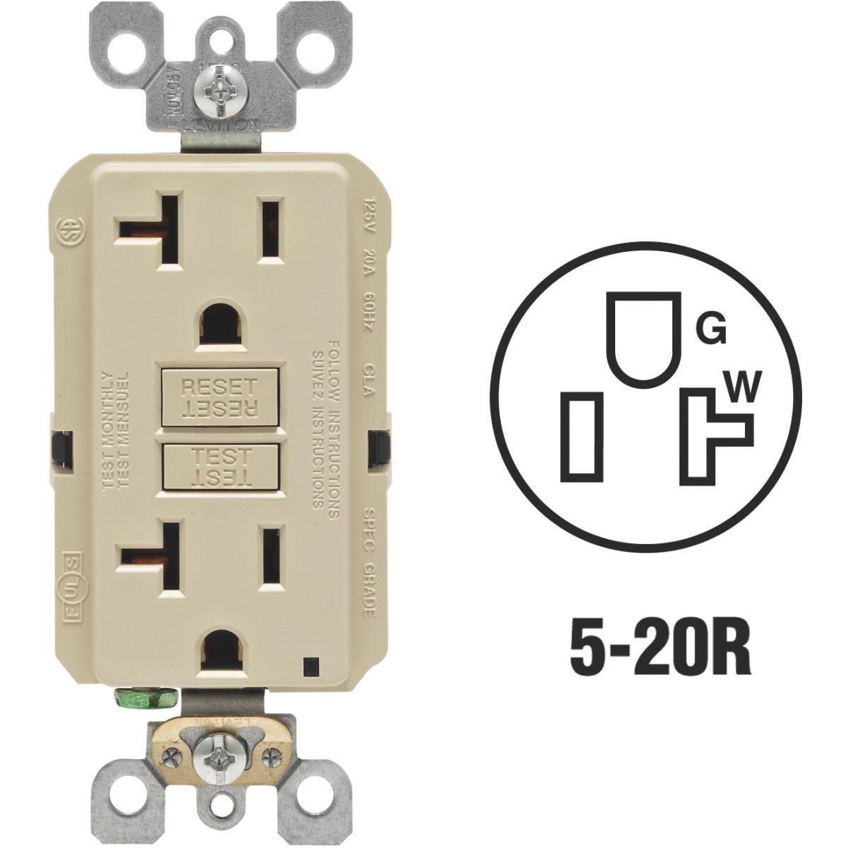 Leviton SmartlockPro Self-Test 20A Ivory Commercial Grade Rounded ...