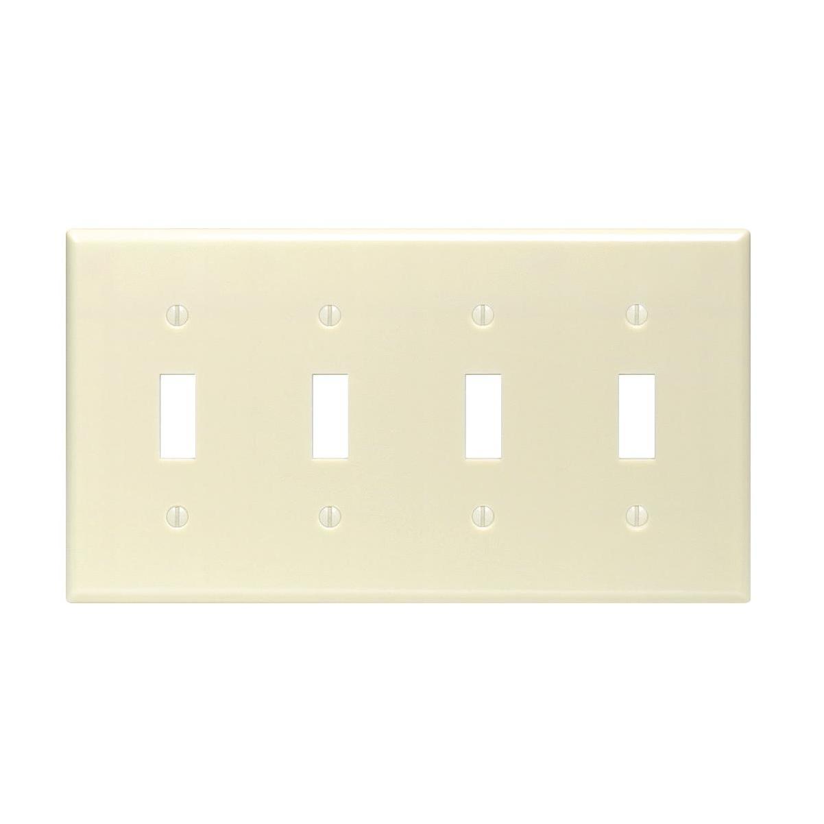 Leviton 4-Gang Plastic Toggle Switch Wall Plate, Ivory | Hills Flat Lumber