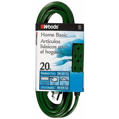 Do it Best 20 Ft. 16/3 3-Outlet Green Extension Cord with Powerblock ...