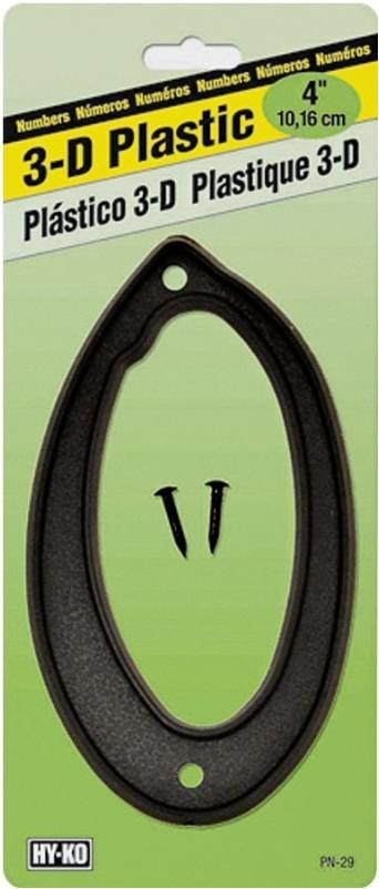 Hy-Ko PN-29/0 House Number, Character: 0, 4 in H Character, Black ...
