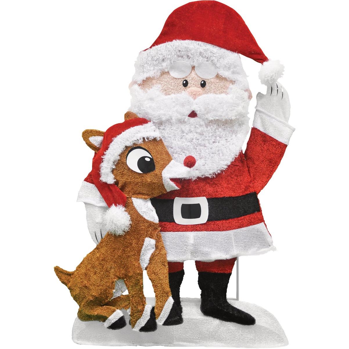 Rudolph 32 In. Incandescent 2D Santa & Rudolph Holiday Yard Art ...