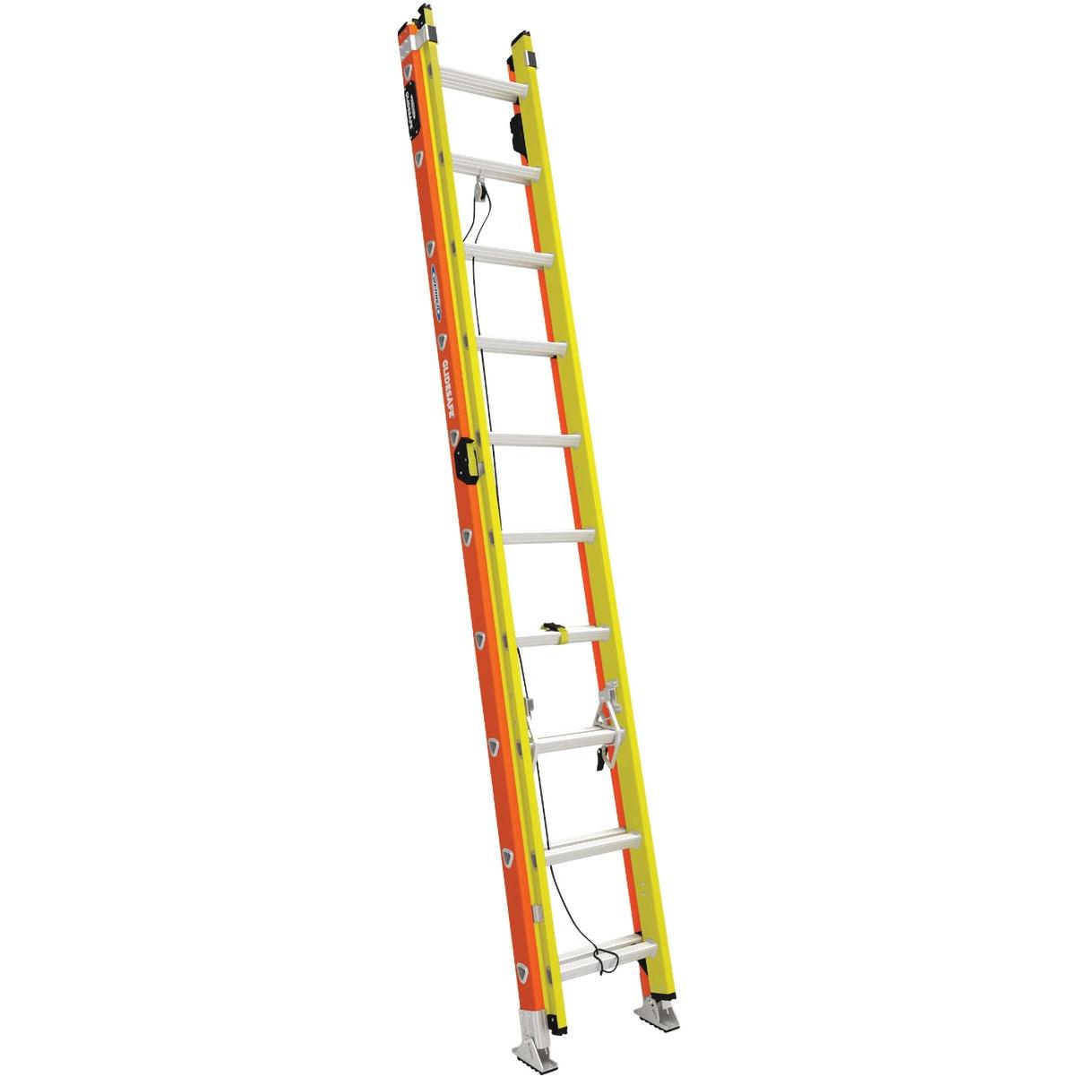 Werner GlideSafe 20 Ft. Fiberglass Tri-Rung Extension Ladder with 300 ...