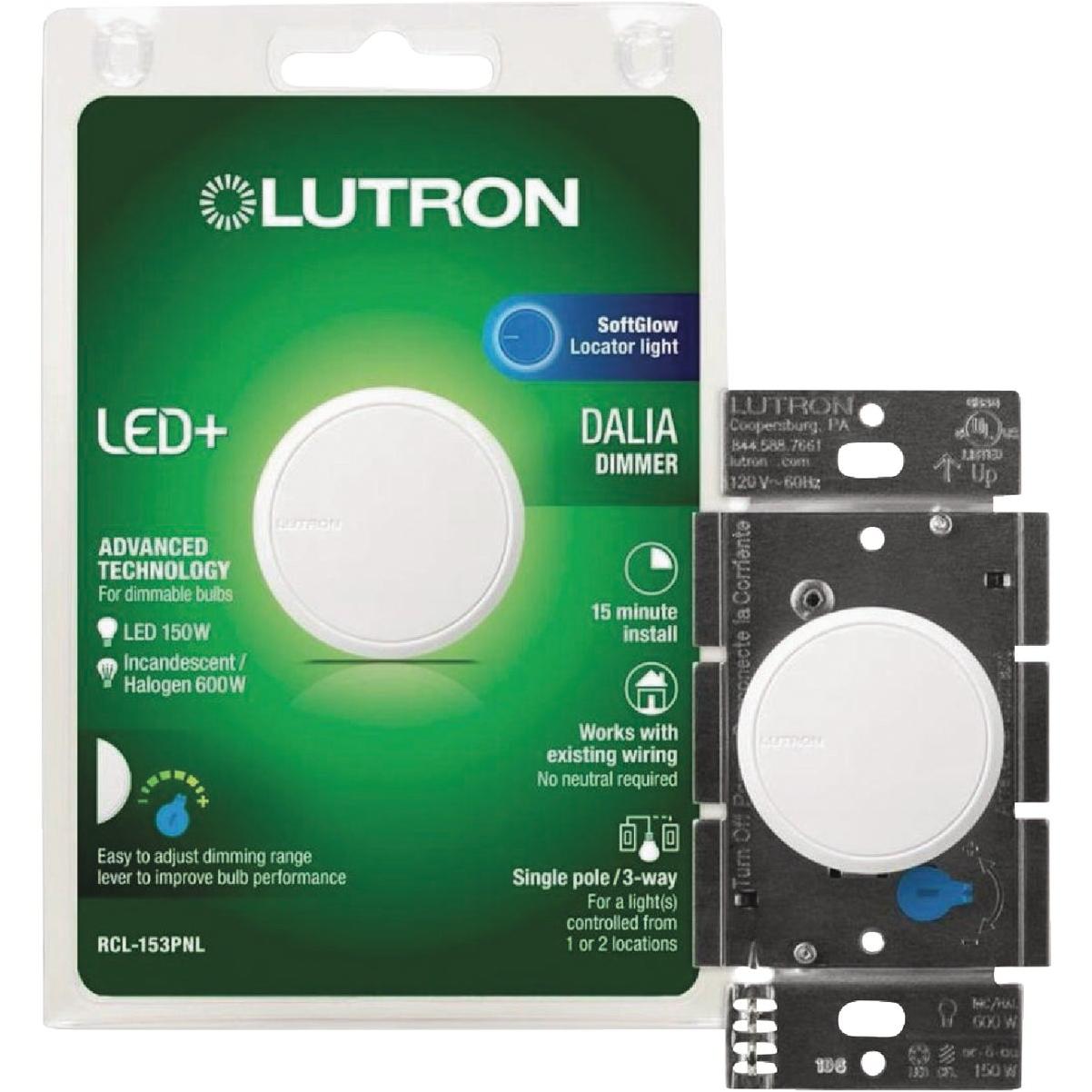 Lutron Dalia LED+ White 150W Single-Pole/3-Way LED Illuminated Rotary ...