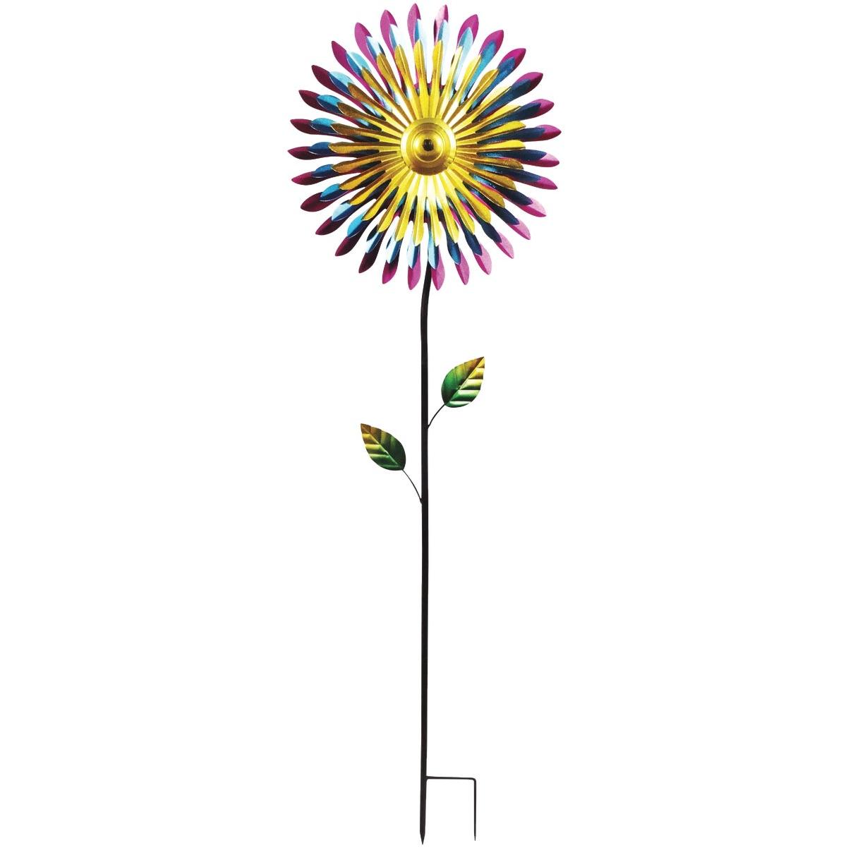 Alpine 47 In. H. Triple Metal Daisy Wind Spinner Garden Stake ...