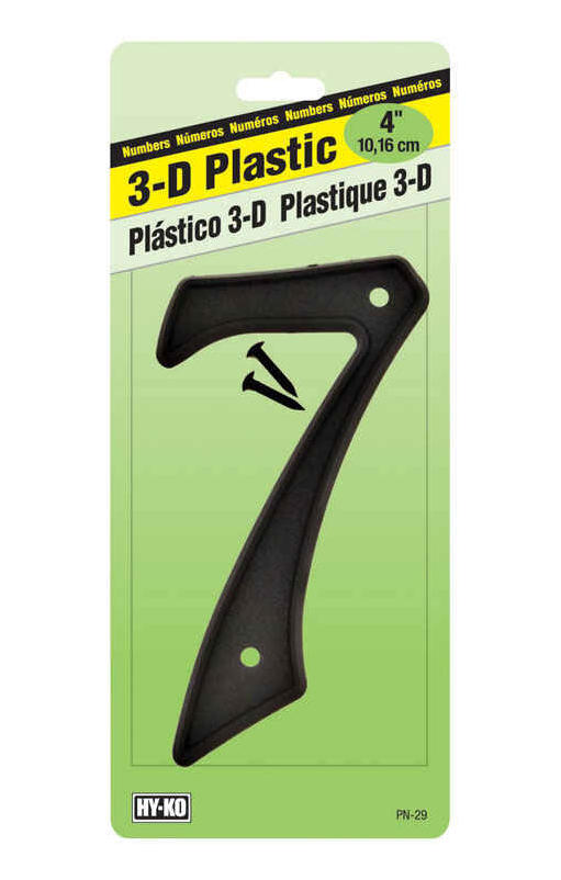 Hy-Ko 4 in. Plastic Black 7 Number Nail-On | Central Hardware & Furniture