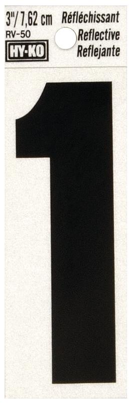 Hy-Ko Products NUMBER HOUSE 1 3IN REFL BLK | Paradise Lumber & Hardware