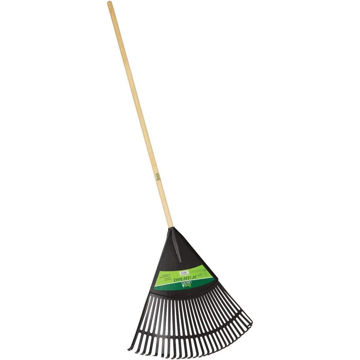 Best Garden 24 In. Poly Leaf Rake with 48 In. Wood Handle (26-Tine ...