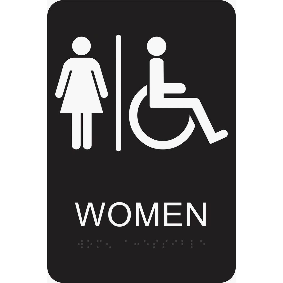 Hy-Ko Deco Series Plastic Braille Restroom Sign, Women Handicapped ...