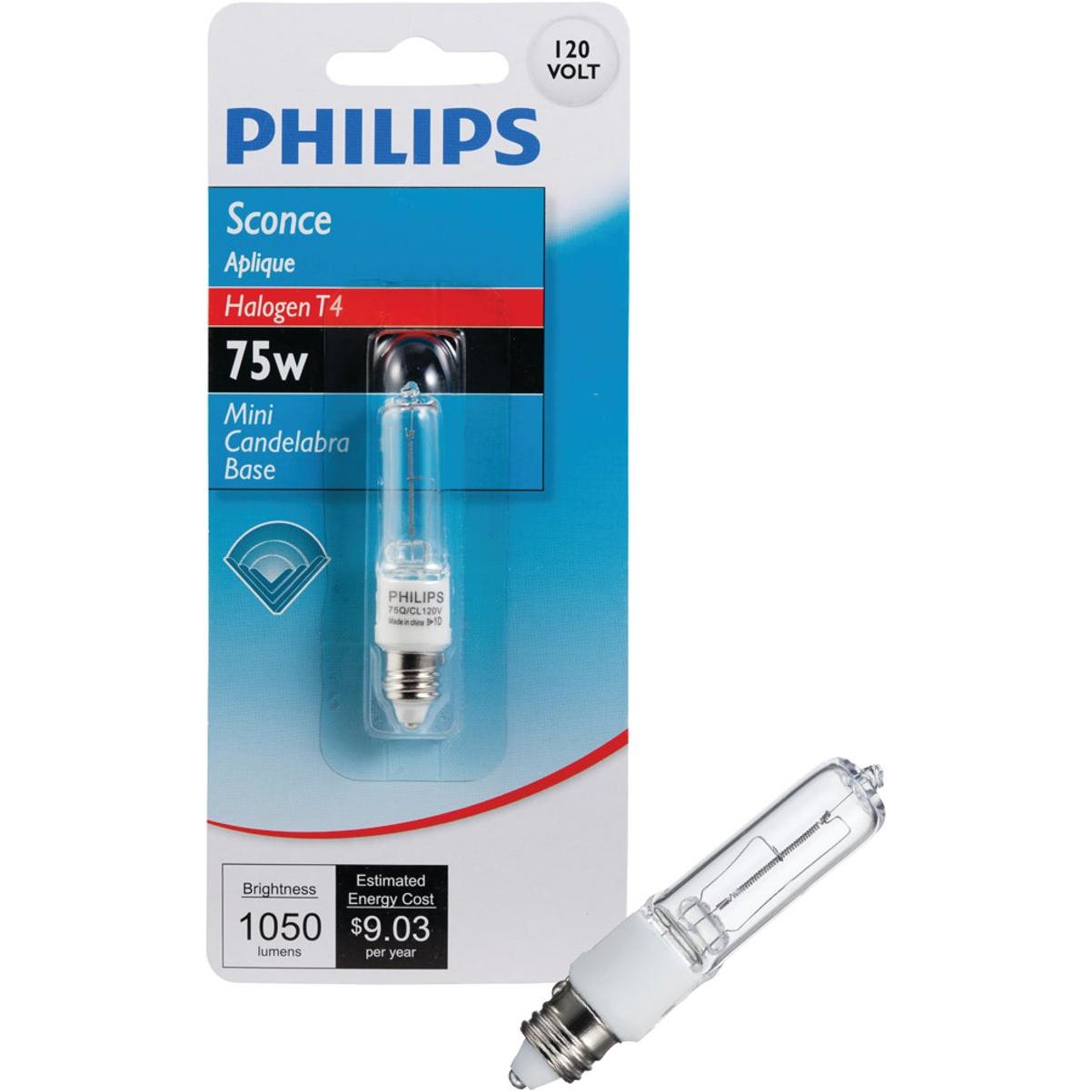 Philips 75W 120V Clear Mini-Can Base T4 Halogen Special Purpose Light ...
