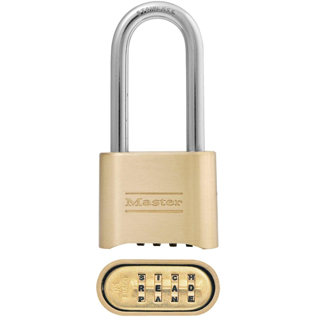 Master Lock 2 In. Zinc Brass Colored Alpha Long Shackle Combination ...