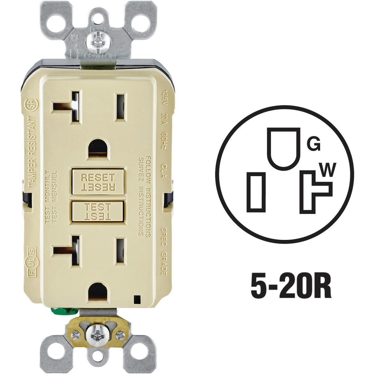 Leviton SmartlockPro Self-Test 20A Ivory Commercial Grade Tamper ...
