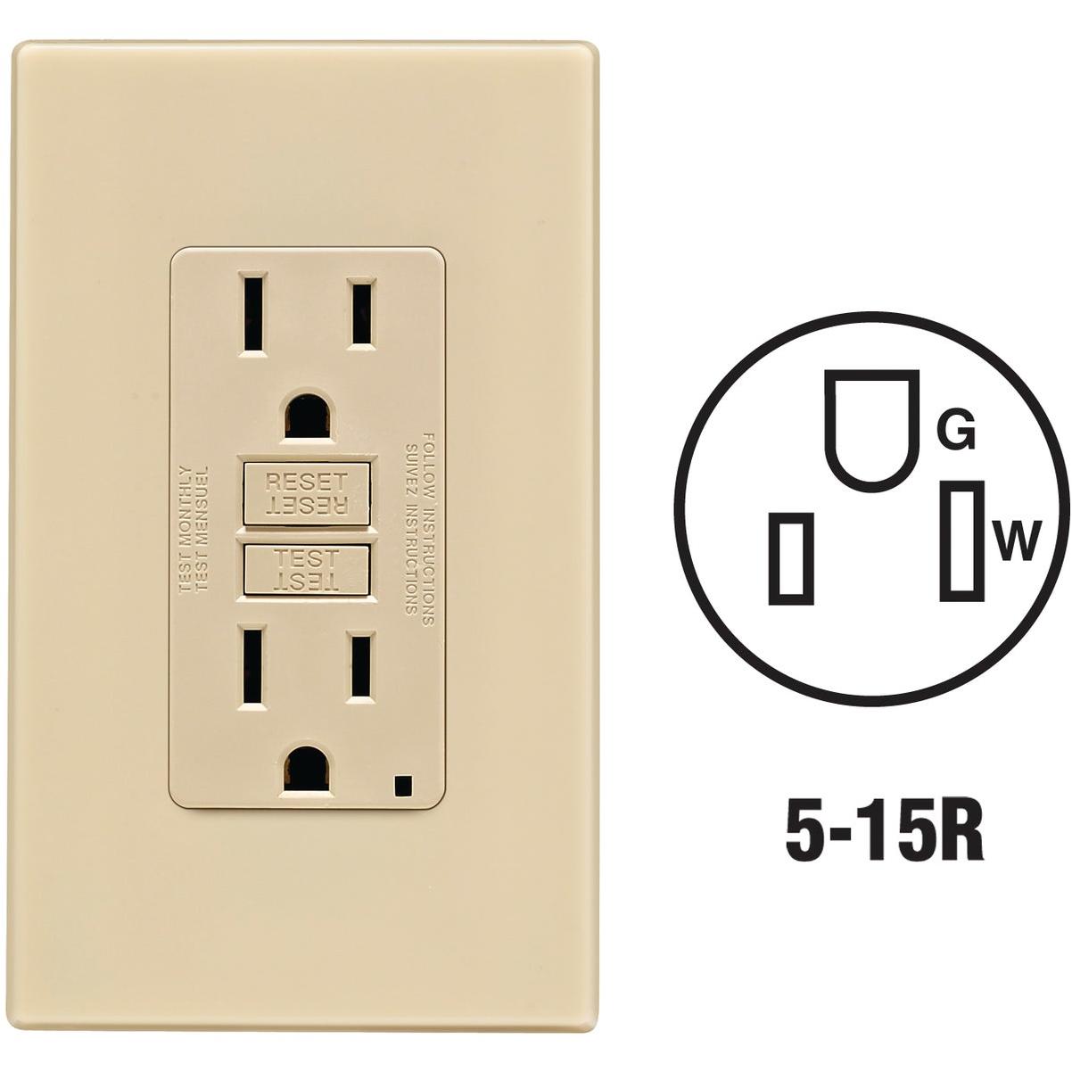 Leviton SmartlockPro Self-Test 15A Ivory Residential Grade 5-15R GFCI ...