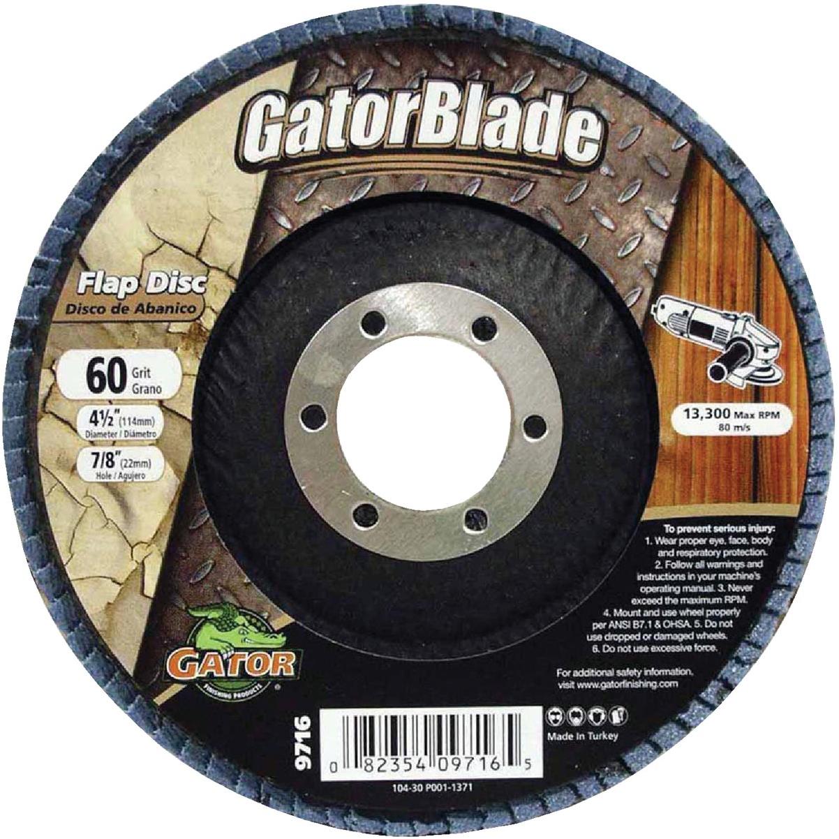 Gator Blade 4-1/2 In. x 7/8 In. 60-Grit Type 29 Angle Grinder Flap Disc ...