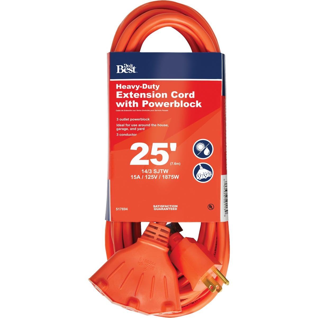 Do it Best 25 Ft. 14/3 Extension Cord with Powerblock | Do it Best Barbados