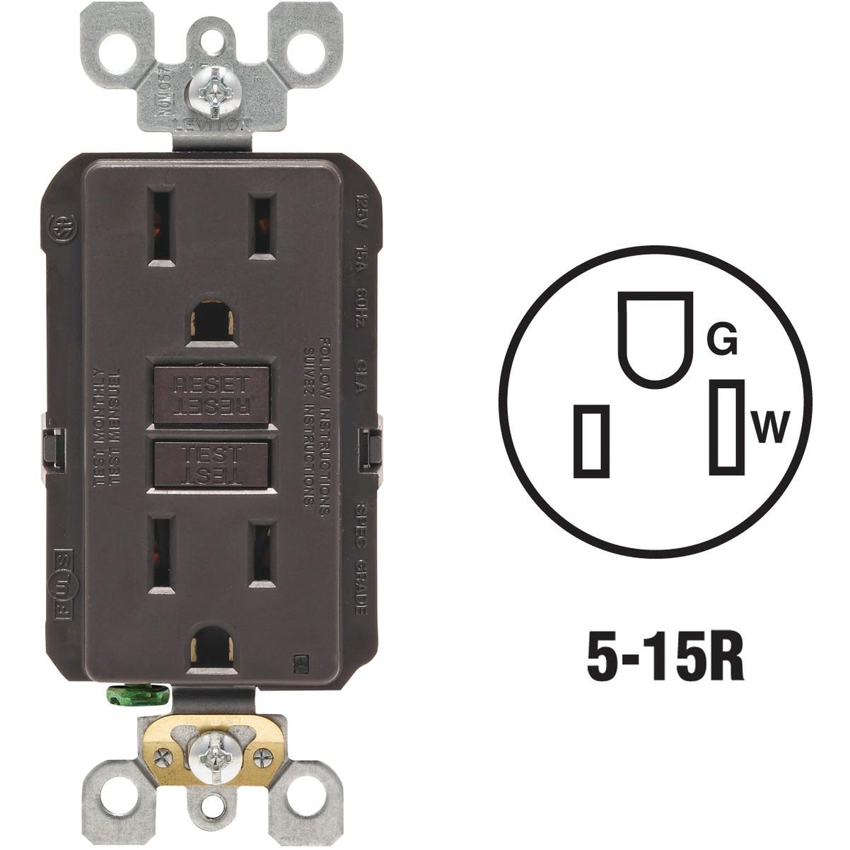 Leviton SmartlockPro Self-Test 15A Brown Residential Grade Rounded ...