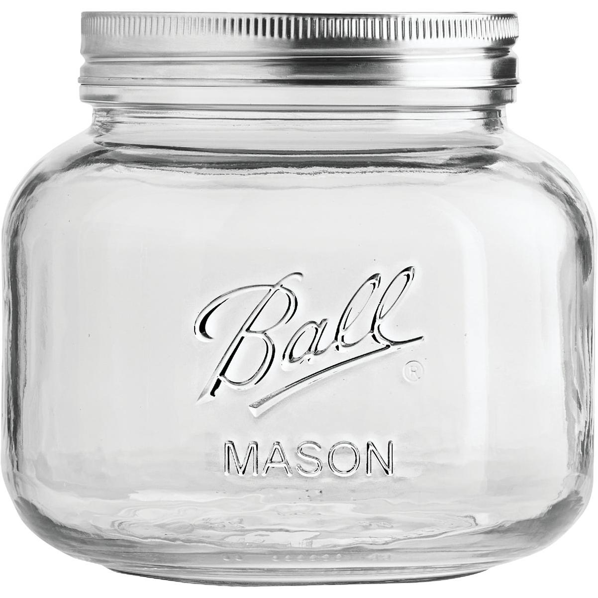 Decorative Mason Jar with Stainless Steel Lid, One Half Gallon Capacity ...