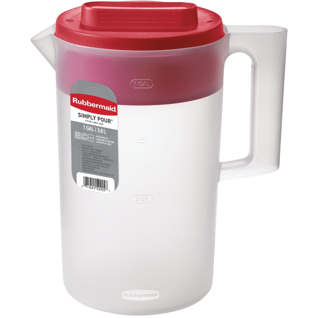 Rubbermaid 1 Gal. Simply Pour Plastic Pitcher with Multi-Function Lid ...