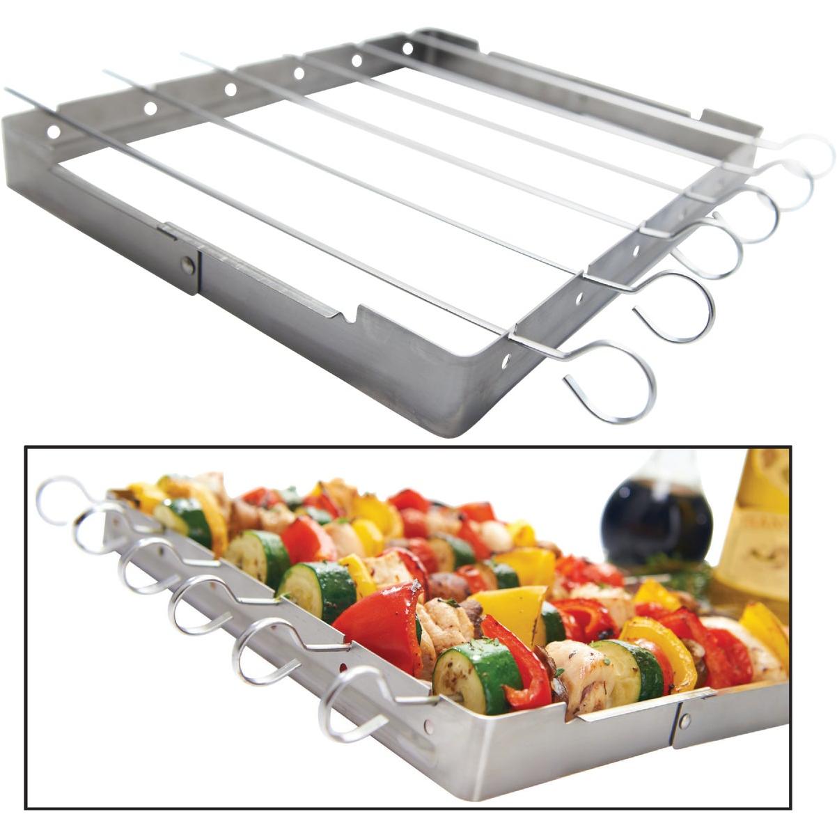 HARDWARE INTER GrillPro Stainless Steel Kebab Grill Rack with Skewers ...