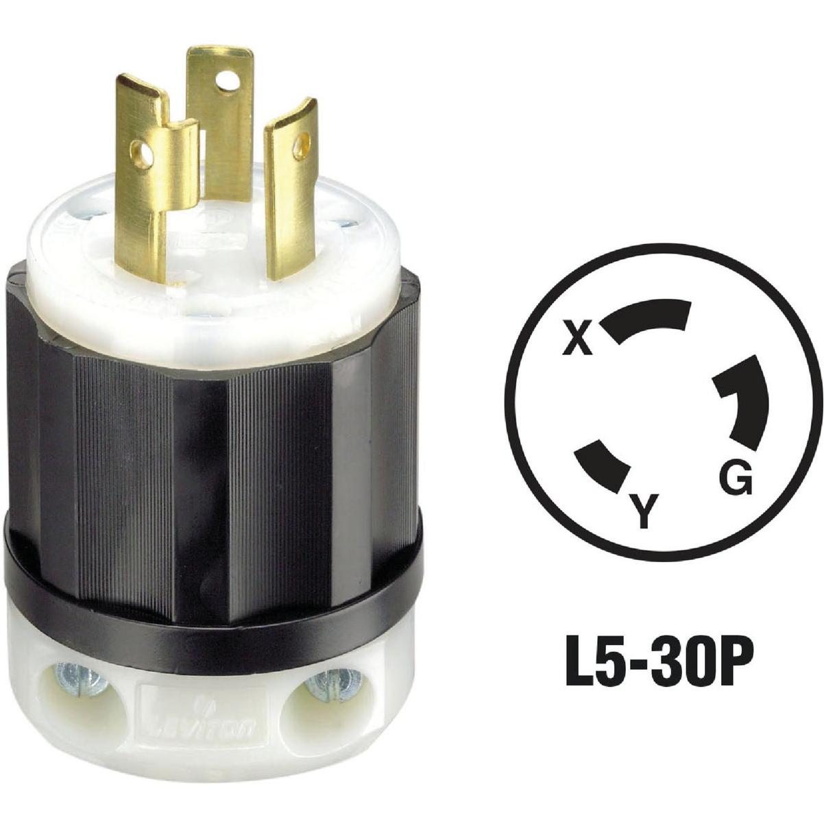 Leviton 30A 125V 3-Wire 2-Pole Industrial Grade L5-30P Locking Cord ...