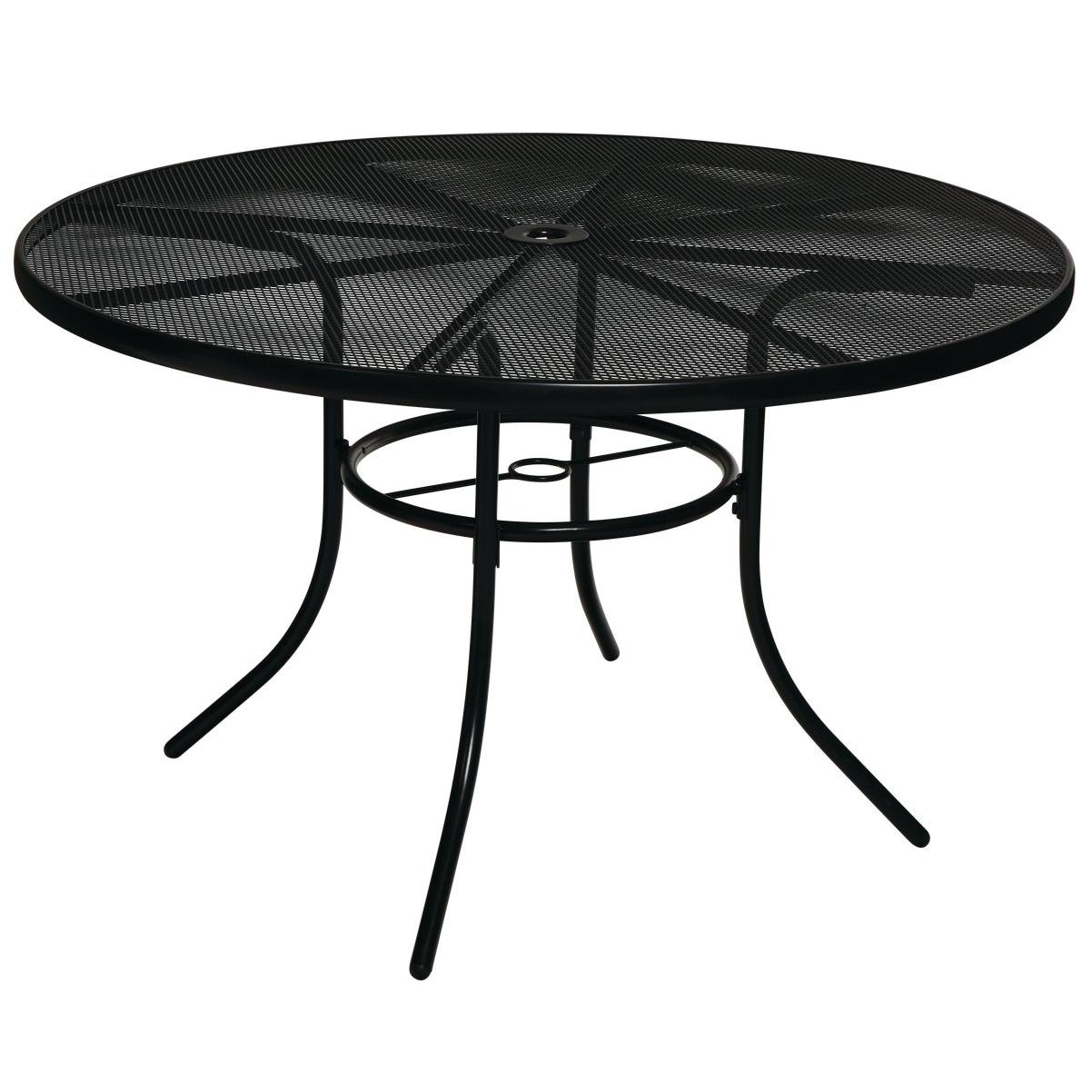 Outdoor Expressions 48 In. Round Black Metal Mesh Steel Table | Do It ...