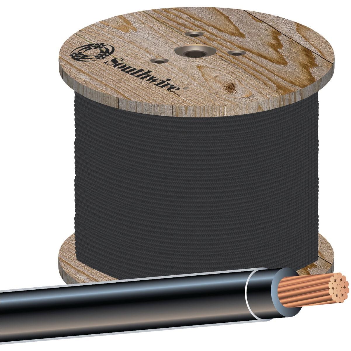 Southwire 500 Ft. 2/0 AWG Stranded Black THHN Electrical Wire | Do it ...
