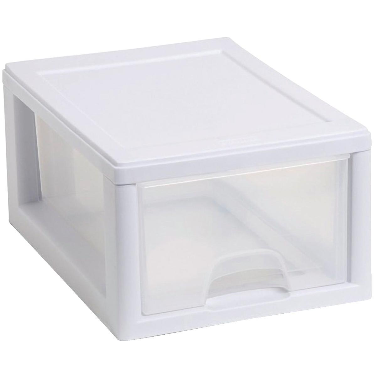 Sterilite 8 In. x 6 In. x 12 In. 6 Quart White Stackable Storage Drawer ...