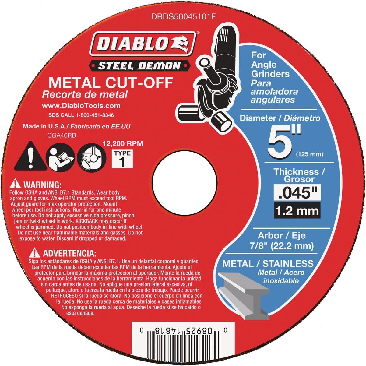 Diablo Steel Demon Type 1 5 In. x 0.045 In. x 7/8 In. Metal Cut-Off ...