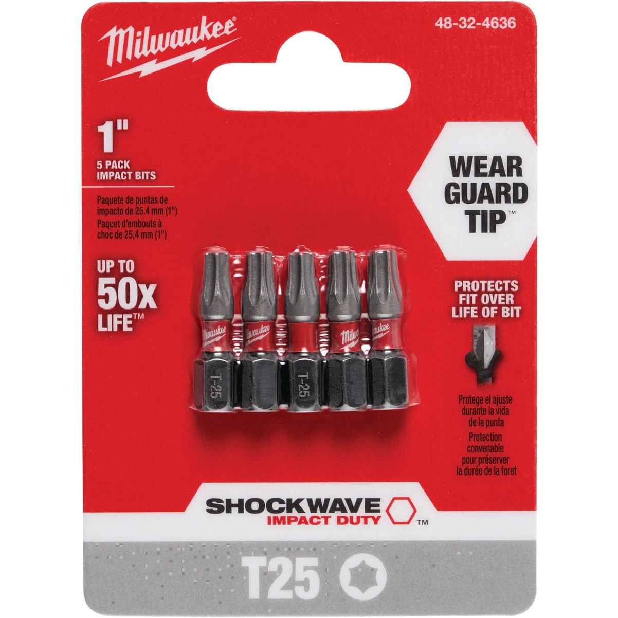 Milwaukee SHOCKWAVE T25 TORX Insert Impact Screwdriver Bit (5-Pack ...