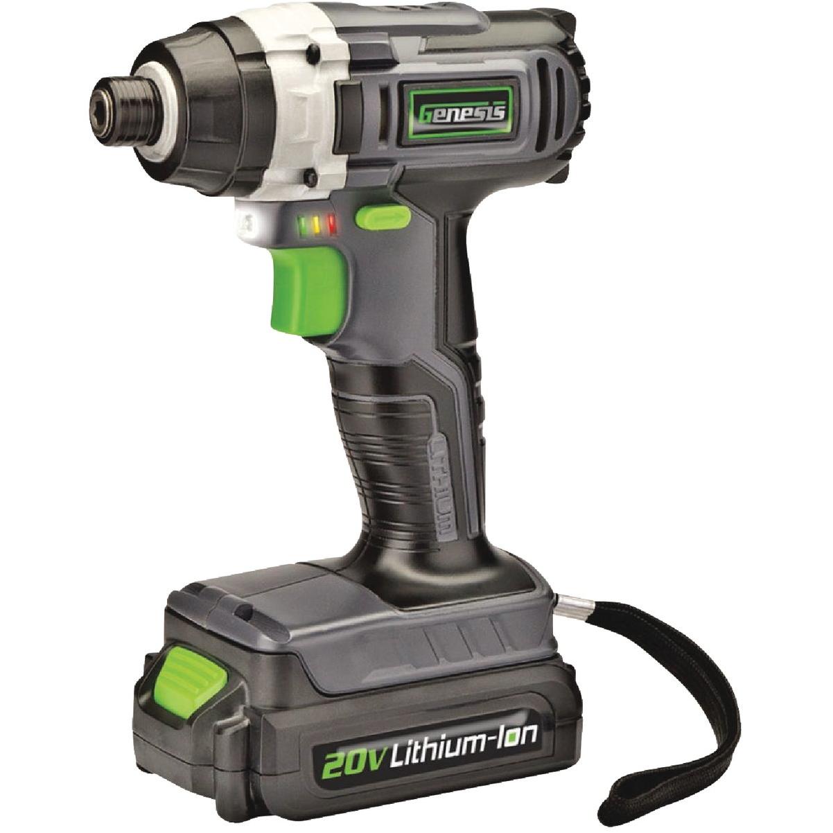 HARDWARE INTER Genesis 20V 1/4 In. Hex Cordless Impact Driver Kit with ...