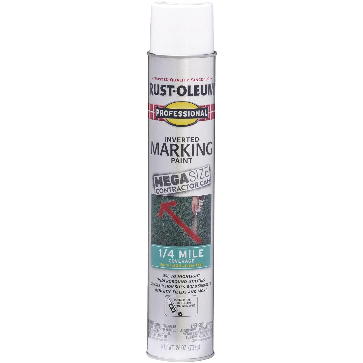 Rust-Oleum Professional 26 Oz. Mega White Inverted Marking Spray Paint ...